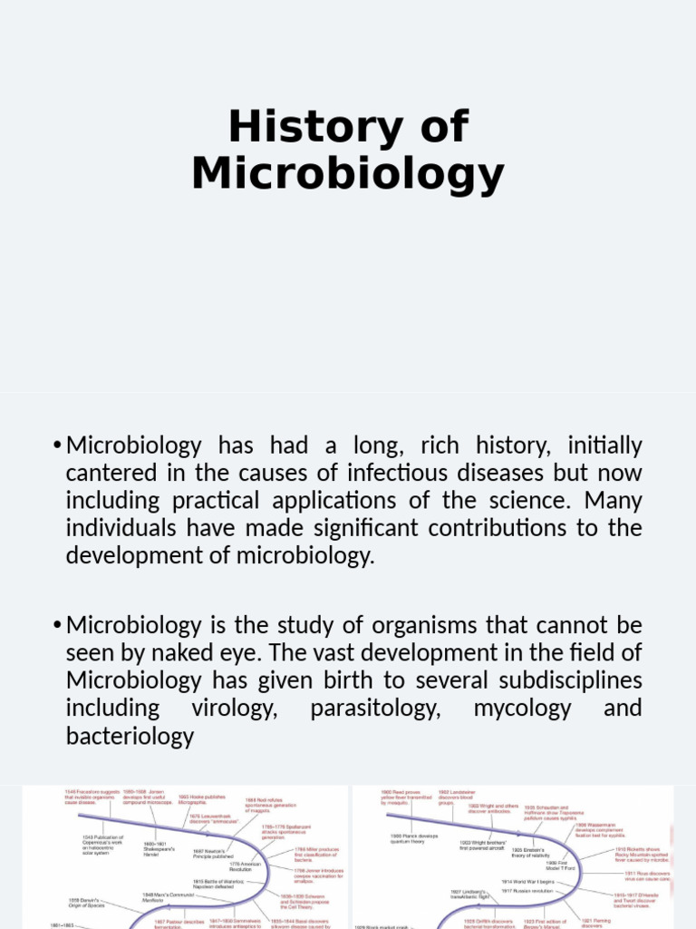 History of Microbiology | PDF | Biology | Microbiology