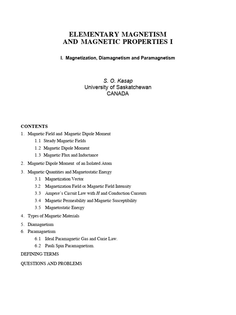 Intro to Magnetism Basics | PDF | Spin (Physics) | Magnetism