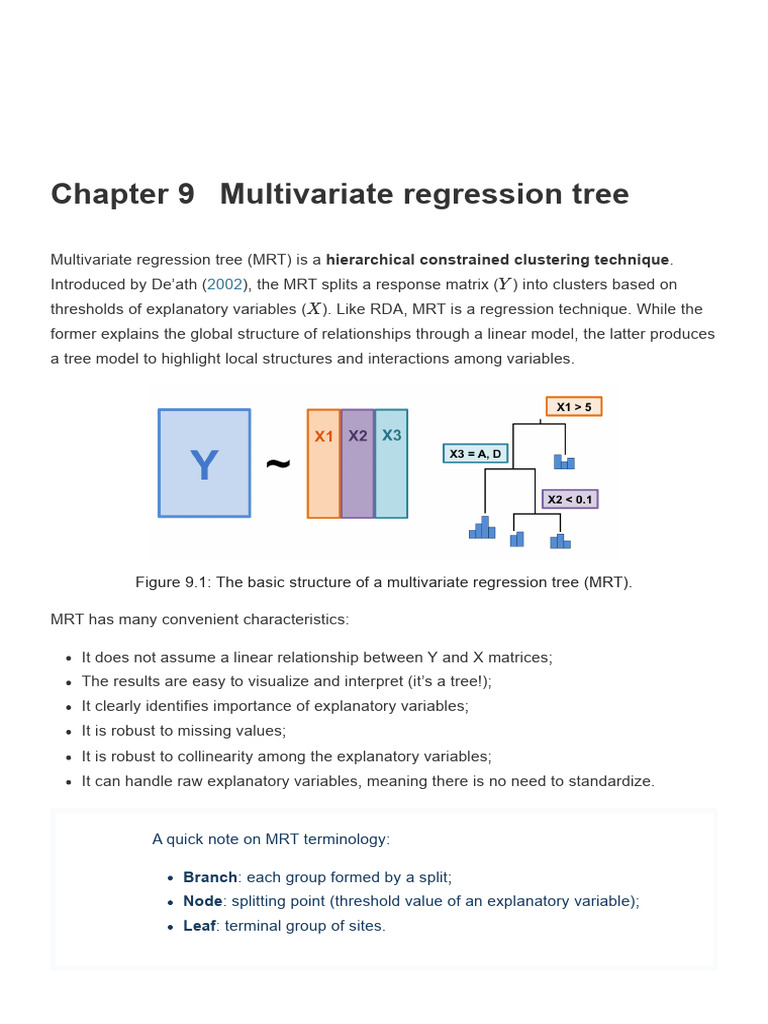 Chapter 9 Multivariate Regression Tree - Workshop 10 - Advanced Multivariate Analyses in R | PDF ...