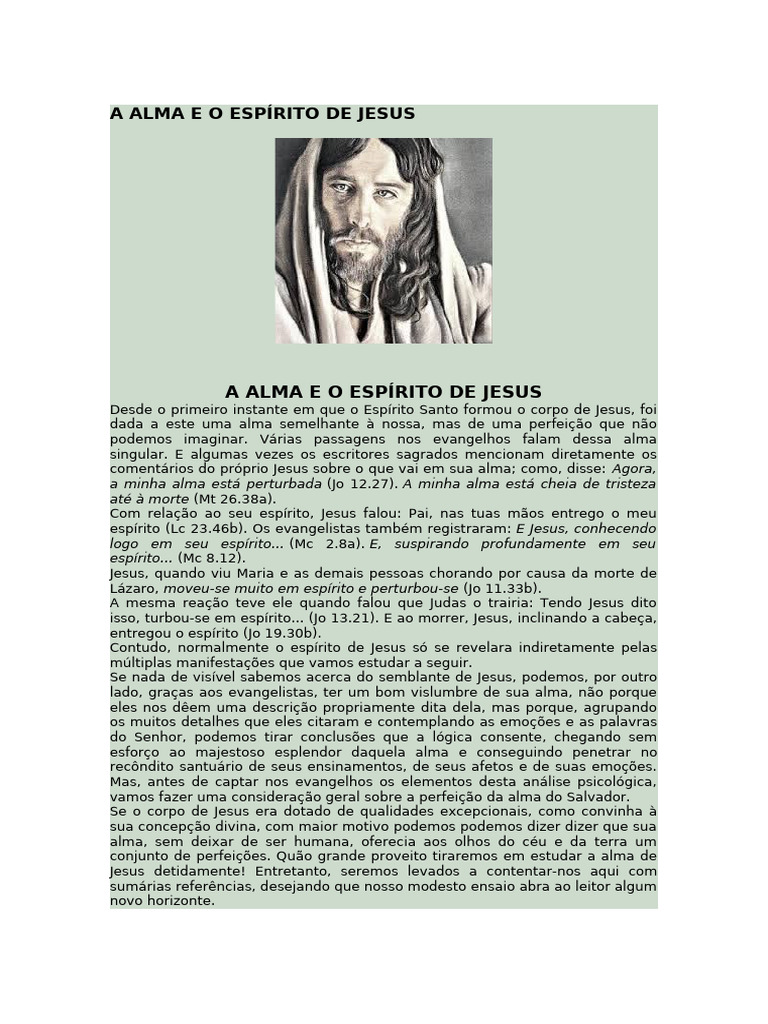 A Alma e o Espírito de Jesus | PDF | Jesus | Alma