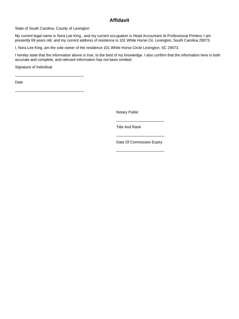 Affidavit Example Form | PDF