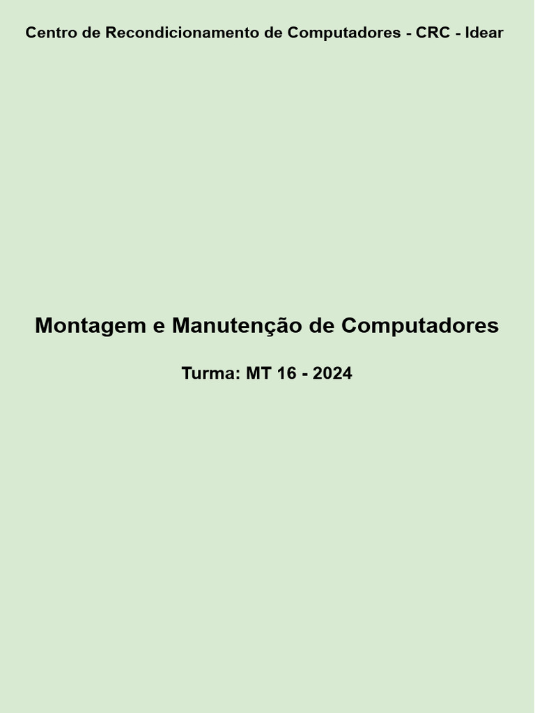 Montagem e Manutenção de Computadores | PDF | Rede de computadores ...