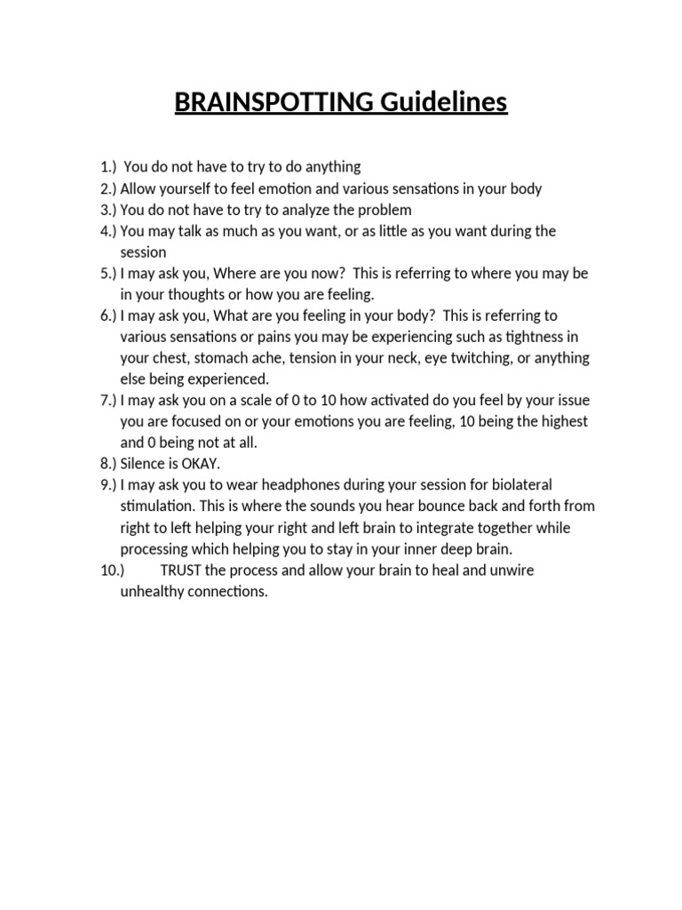 Brainspotting Therapy Tips | PDF | Self-Improvement | Wellness