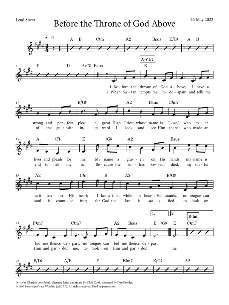 Before The Throne of God Above - E - 01 - Lead Sheet | PDF | Christian ...