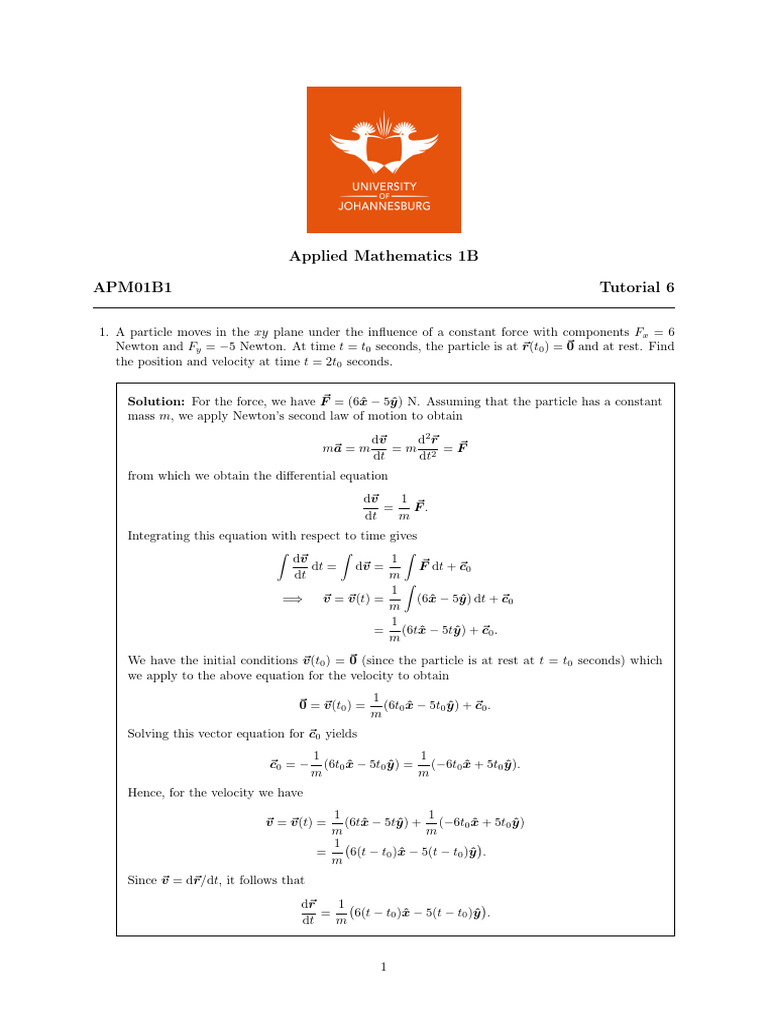 2024apm01a1_t06_solutions | PDF | Acceleration | Velocity