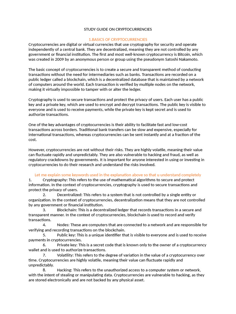 Understanding Cryptocurrencies | PDF | Cryptocurrency | Bitcoin