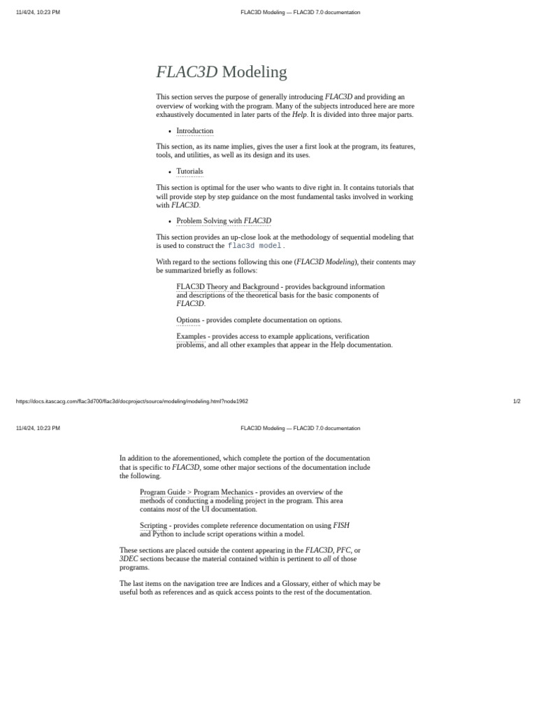 FLAC3D Modeling - FLAC3D 7.0 Documentation | PDF | Methodology | Computing