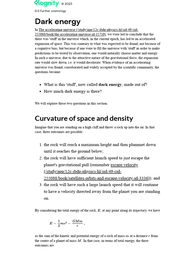 Dark Energy - IBDP Physics HL FE2016 - Kognity - Part - 5 - 4 | PDF ... Dark Energy - IBDP Physics HL FE2016 - Kognity - Part - 5 - 4 | PDF ...