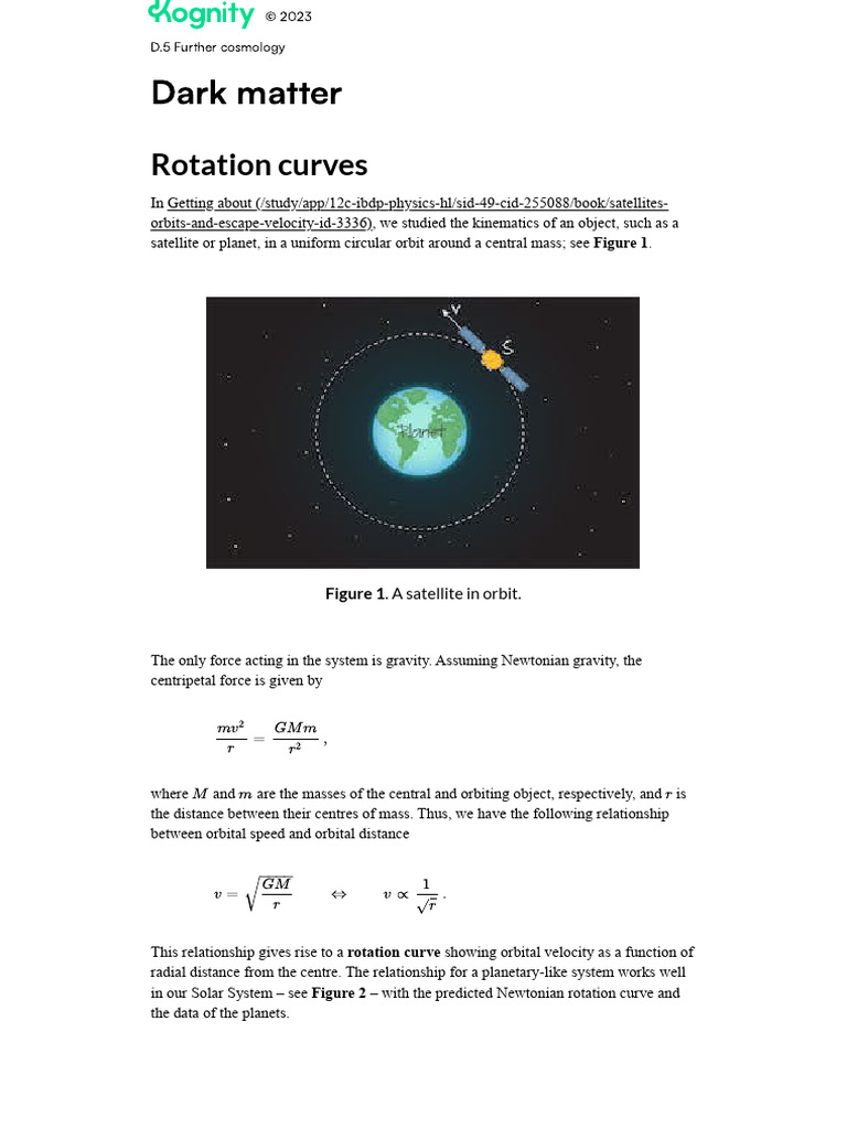 Dark Matter - IBDP Physics HL FE2016 - Kognity - Part 5 - 3 | PDF | Orbit | Motion (Physics)