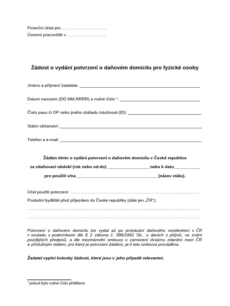 P4a Vzorova Zadost FO 2023 CJ | PDF