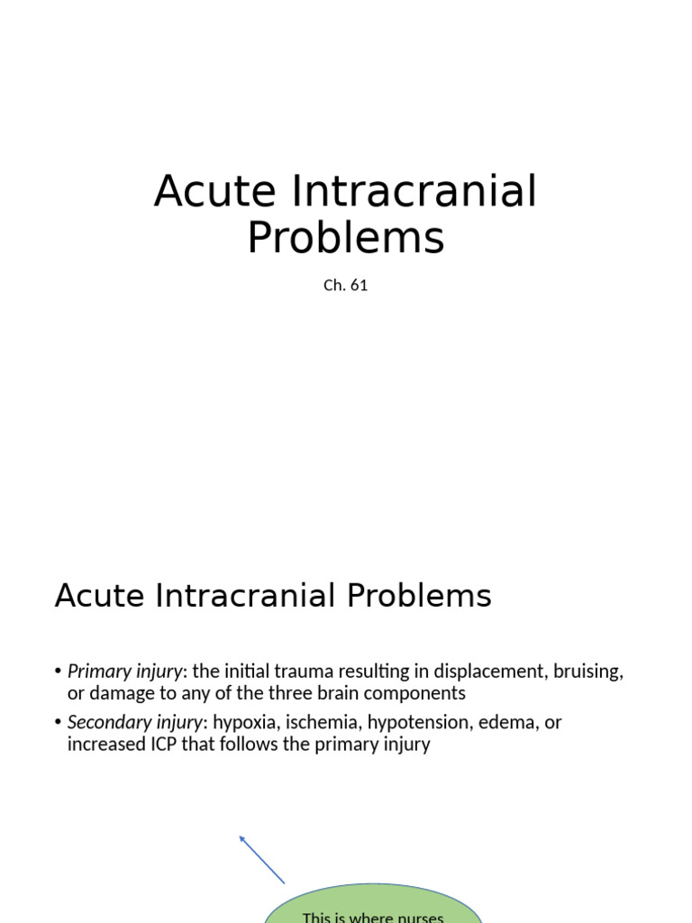 Acute Intracranial Problems | PDF | Traumatic Brain Injury | Neurology