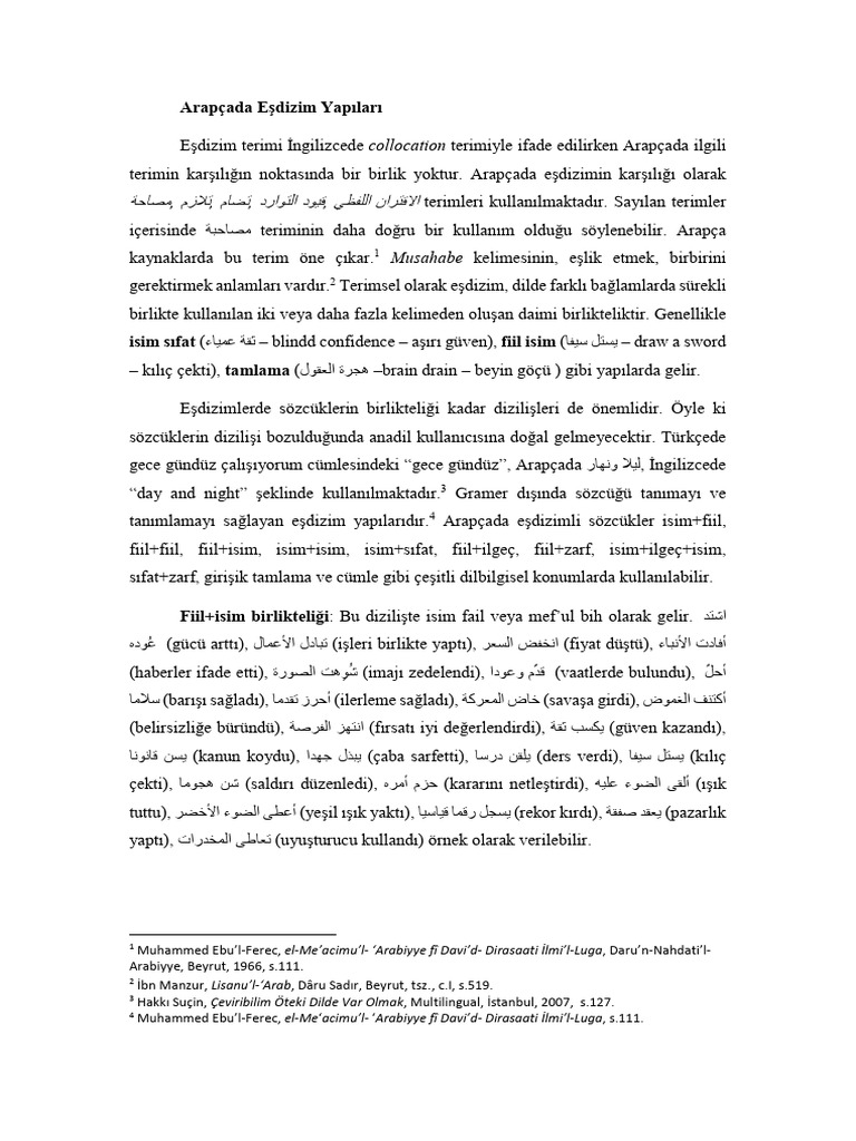 Arapçada Eşdizim Yapıları | PDF
