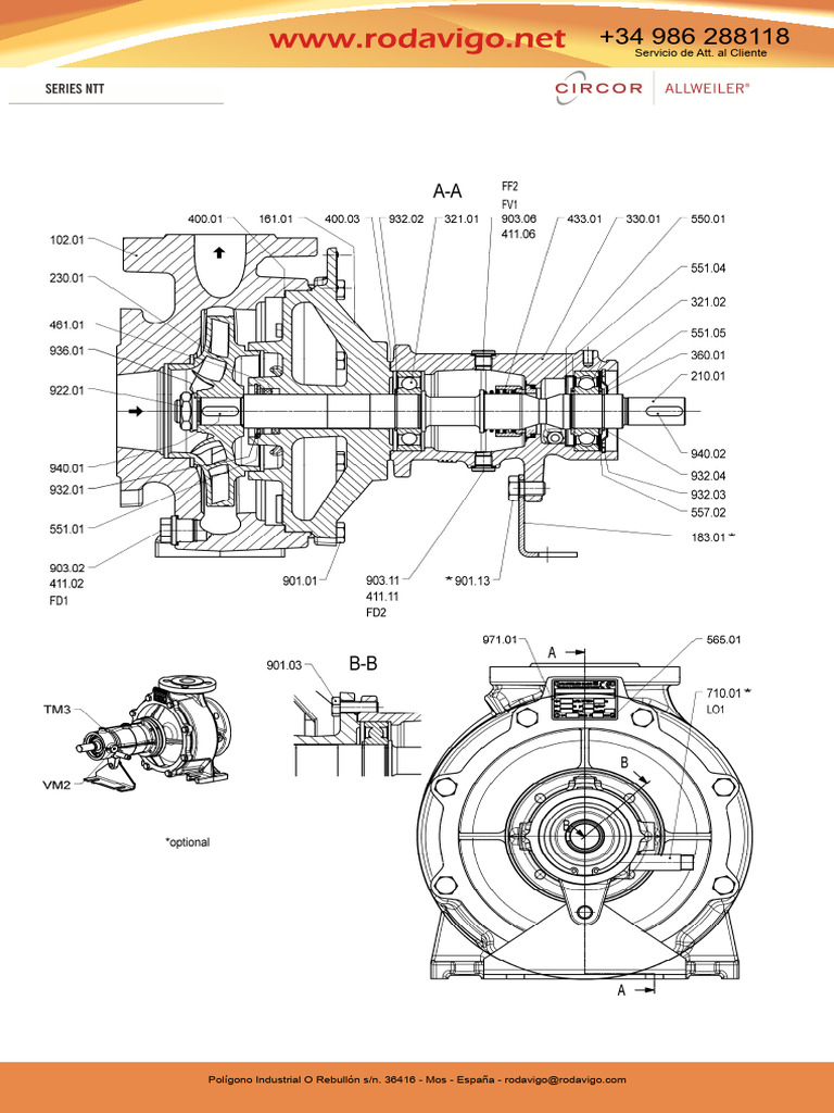 Despiece Bomba Centrifuga Serie NTT Allweiler | PDF | Screw | Mechanical Engineering
