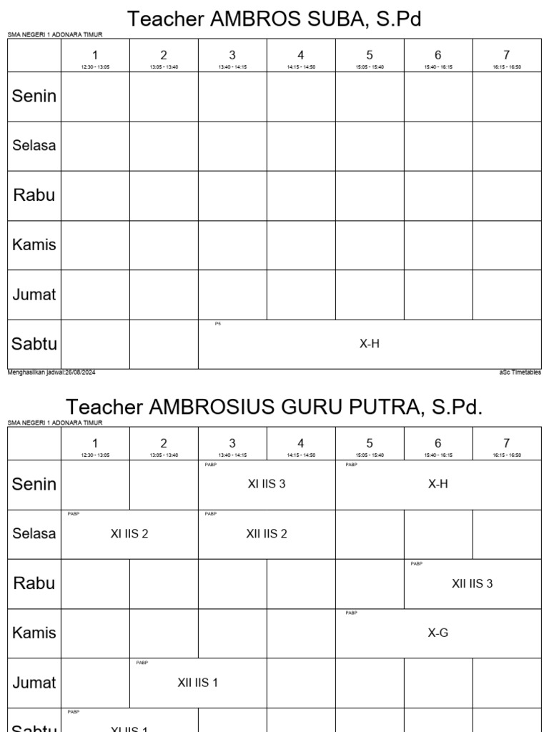 Jadwal Per Guru New Baru | PDF