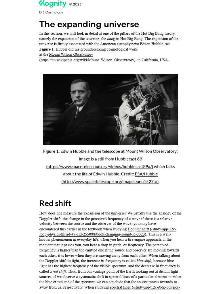 The Expanding Universe _ IBDP Physics HL FE2016 _ Kognity-3 | PDF ...