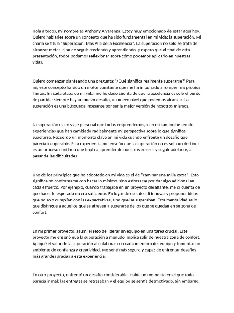 Speech TED TALK - Anthony | PDF | Amistad | Creatividad