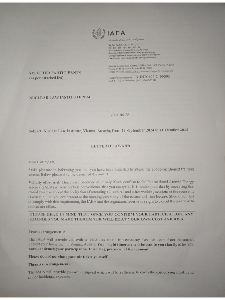 Letter of Award | PDF