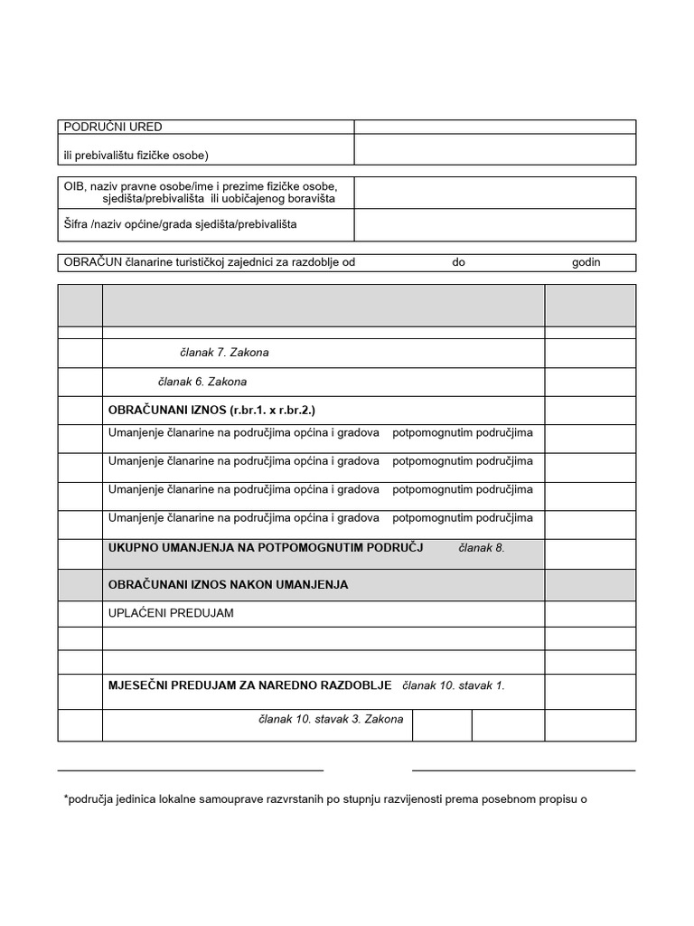 Obrazac TZ-1 BOS | PDF