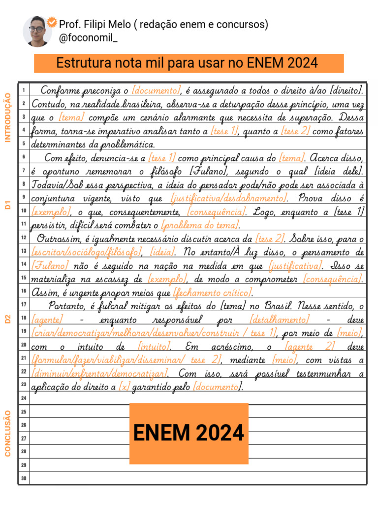 Estrutura Nota 1000 | PDF