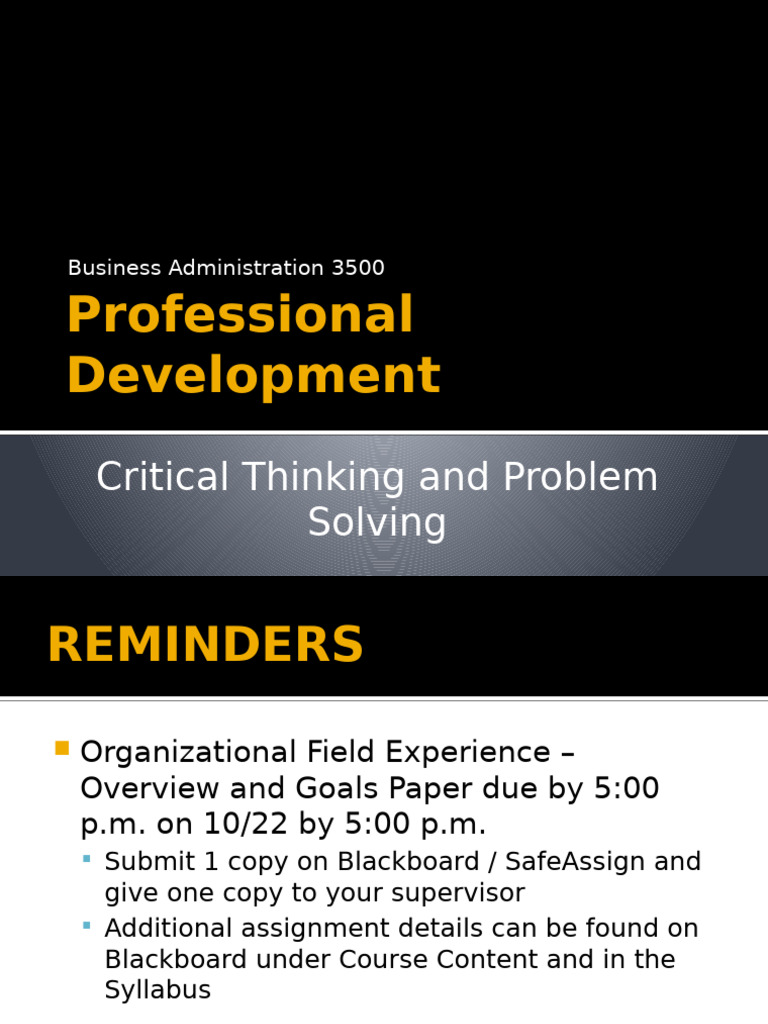 Critical Thinking Problem Solving Decision Making 1 1 | PDF | Bias ...