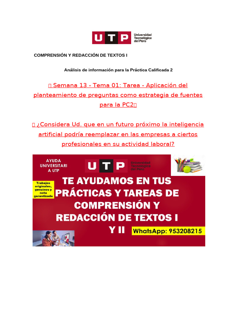 ? Semana 13 - Tema 01 Tarea - Aplicación Del Planteamiento de Preguntas ... ? Semana 13 - Tema 01 Tarea - Aplicación Del Planteamiento de Preguntas ...