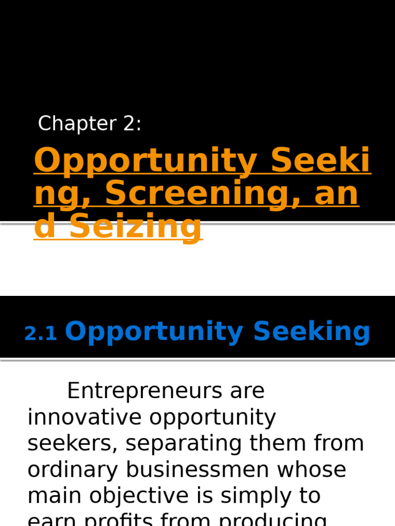 Entrepreneurial Opportunity Seeking Guide | PDF | Entrepreneurship ...