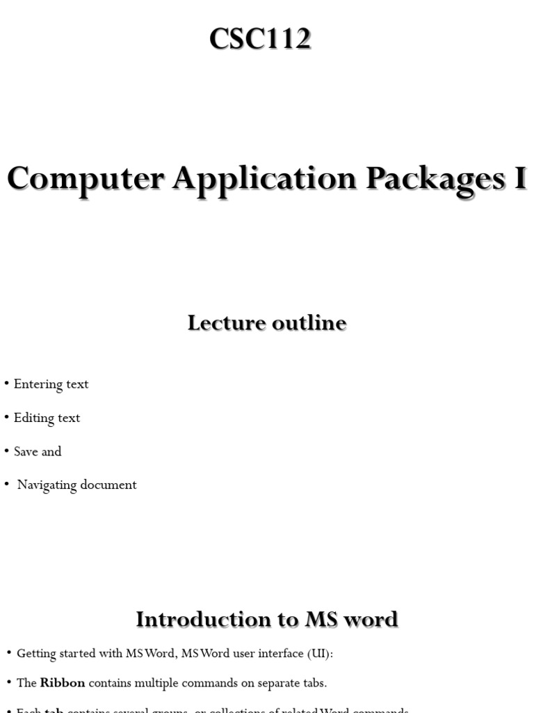 CST111 - Introduction - MS WORD | PDF | Microsoft Word | Icon (Computing)