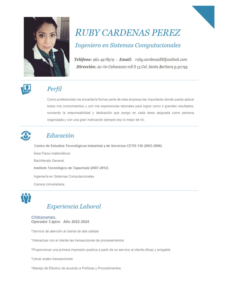 CV Ruby Cardenas | PDF | Bancos