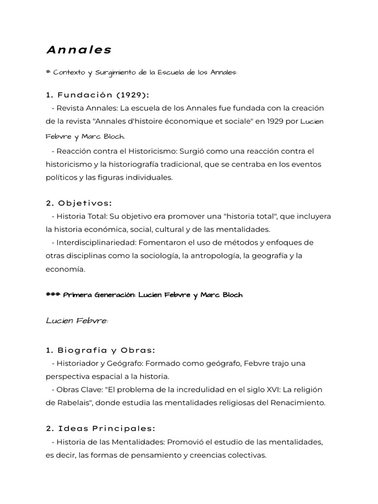 Escuela de Annales | PDF | Historiografía | Pensamiento