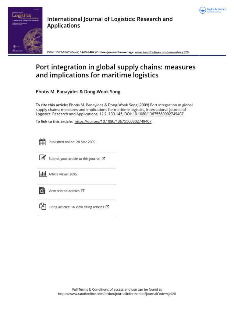 Port Integration in Global Supply Chains | PDF | Supply Chain | Logistics