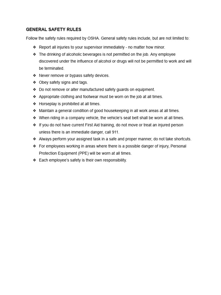 General Safety Rules | PDF