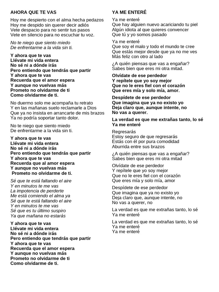 Ahora Que Te Vas | PDF | Poesía