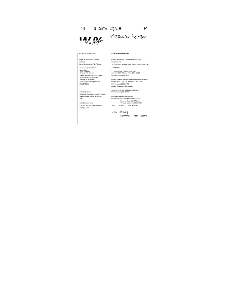 Ifljfc P // Fyu: Datos Personales Experiencia Laboral | PDF