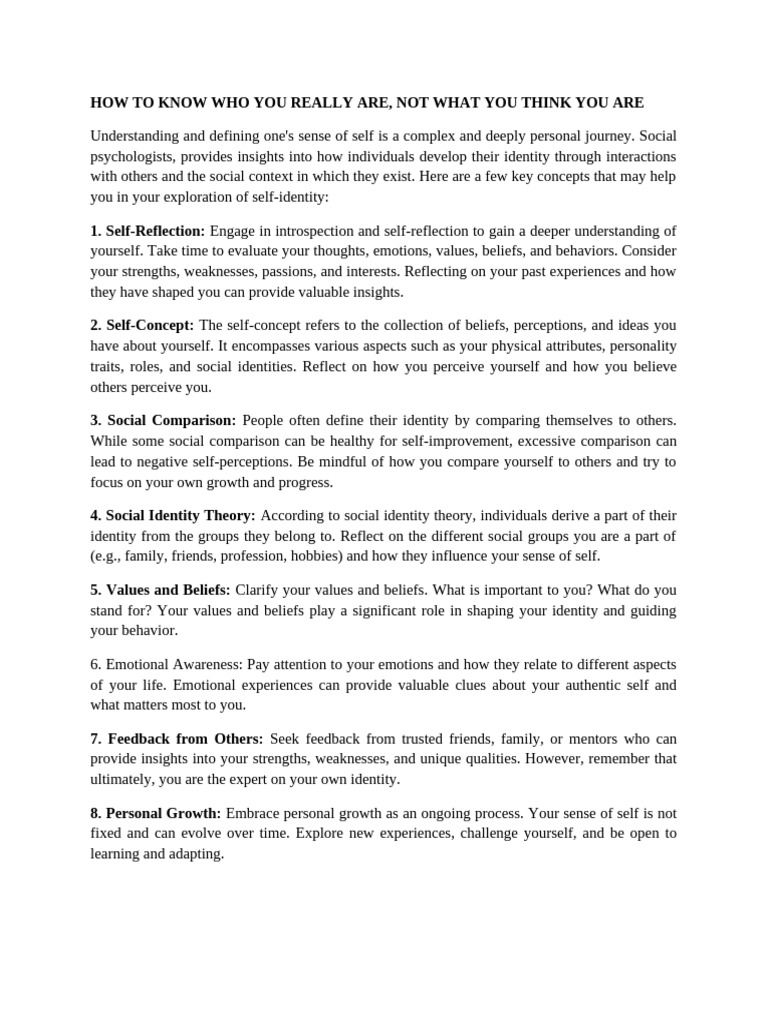Understanding Your Self Now | PDF | Identity (Social Science) | Self ...