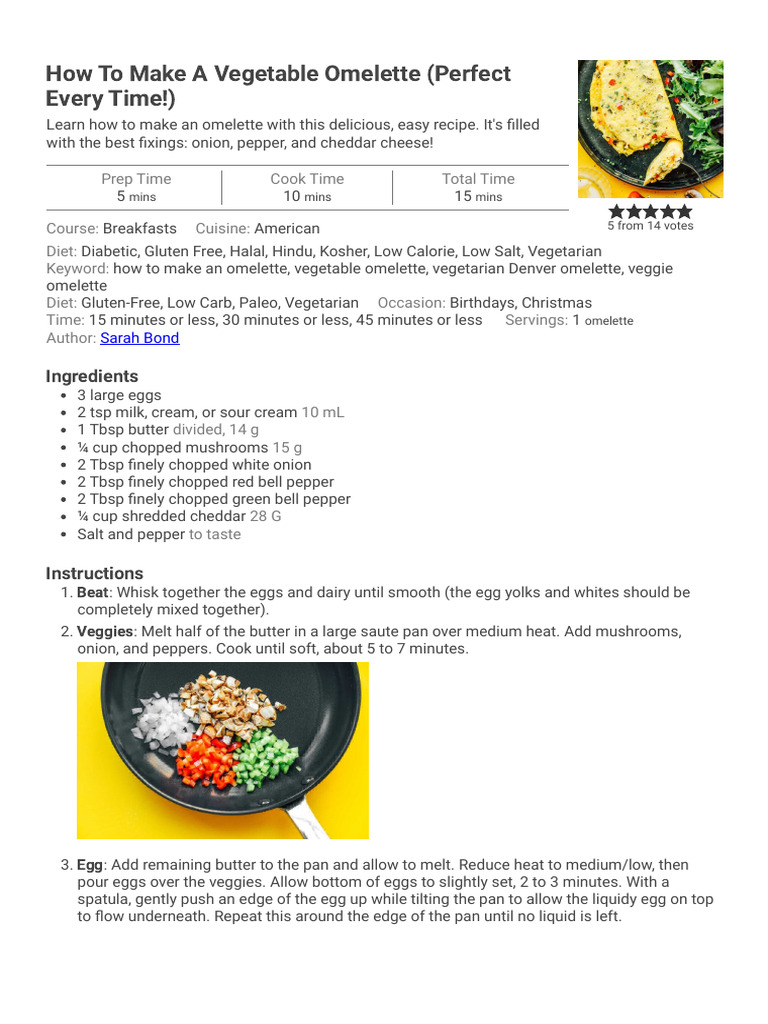 How To Make A Vegetable Omelette (Perfect Every Time!) - Live Eat Learn | PDF | Cooking ...