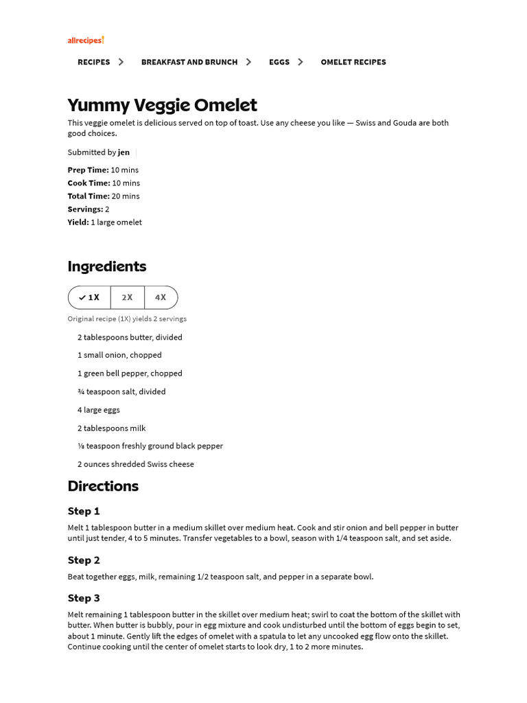 Veggie Omelet for Two | PDF