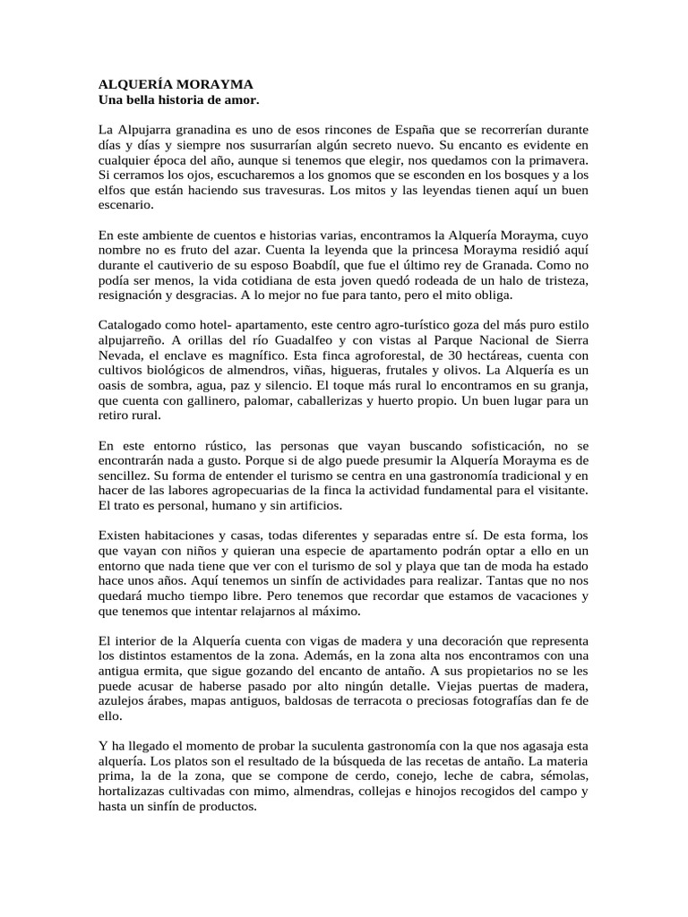 Alquería Morayma: Retiro Rural en Alpujarra | PDF | Cocina, comidas y vino