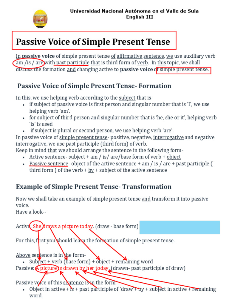 Passive Voice of Simple Present Tense | PDF | Verb | Grammatical Tense
