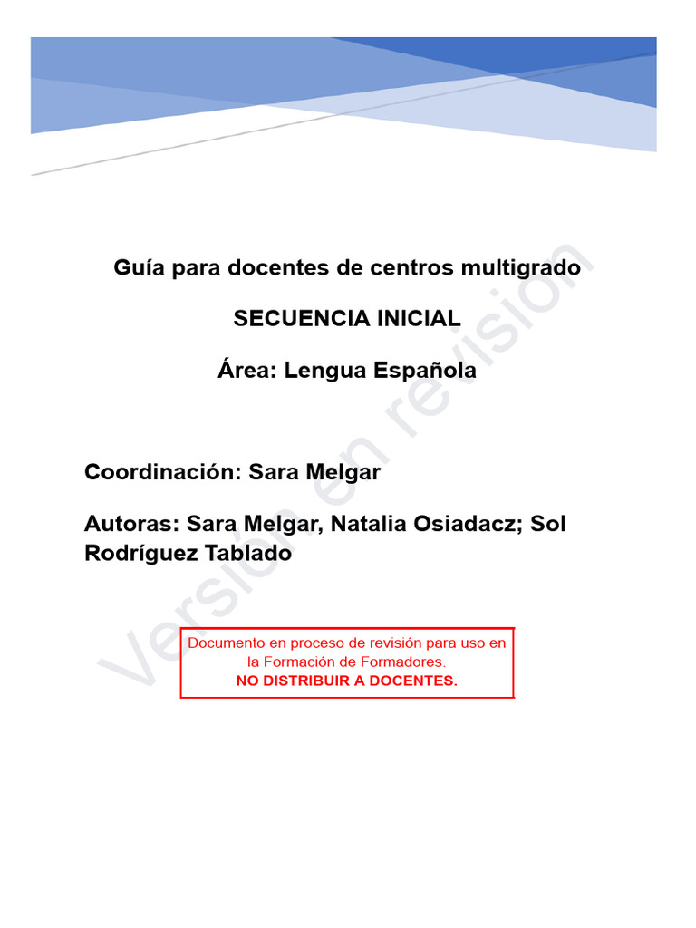 Secuencia INICIAL MULTIGRADO LE Versión en Revisión | PDF | Enseñando ...