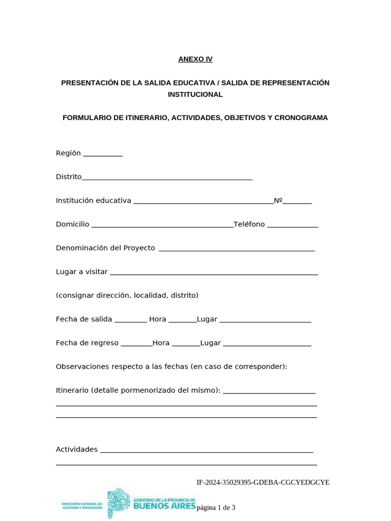 Anexos Editables Salidas Educativas 2024 | PDF