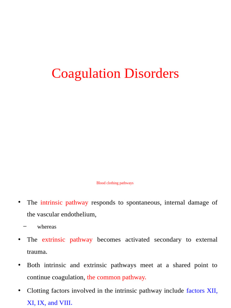 Coagulation Disorders DR UMUKORO | PDF | Coagulation | Thrombus