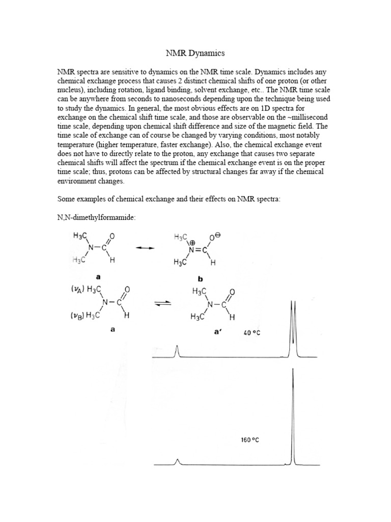 NMR Dynamics and Chemical Exchange Analysis | PDF | Nuclear Magnetic ...