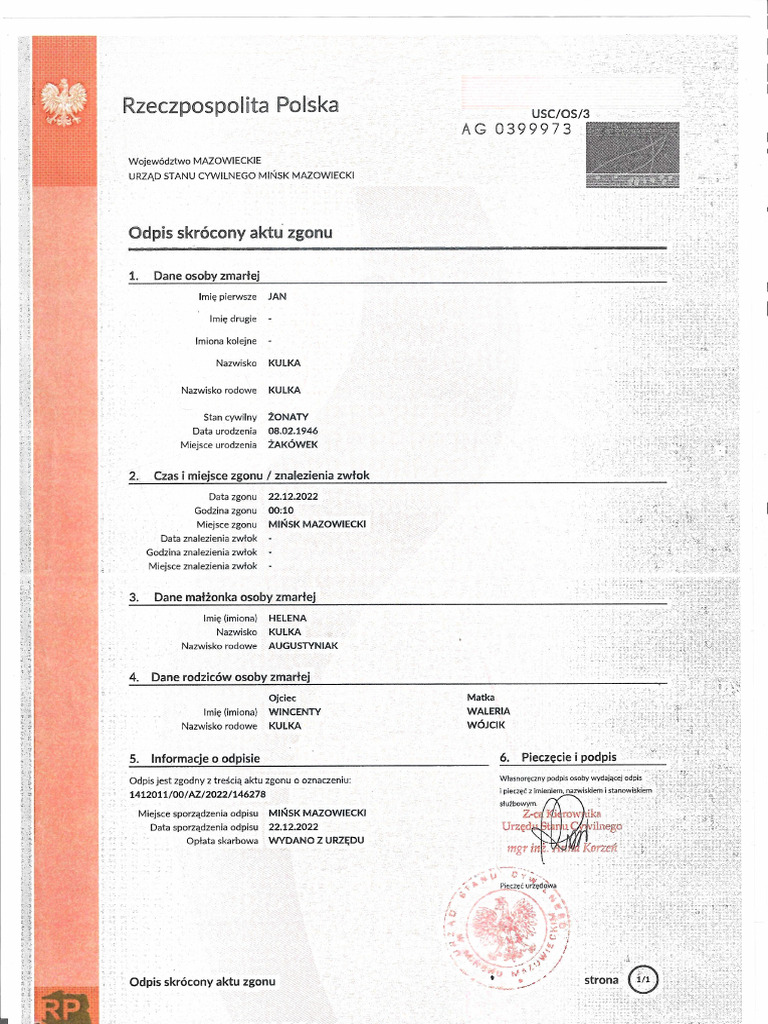 Akt Zgonu | PDF