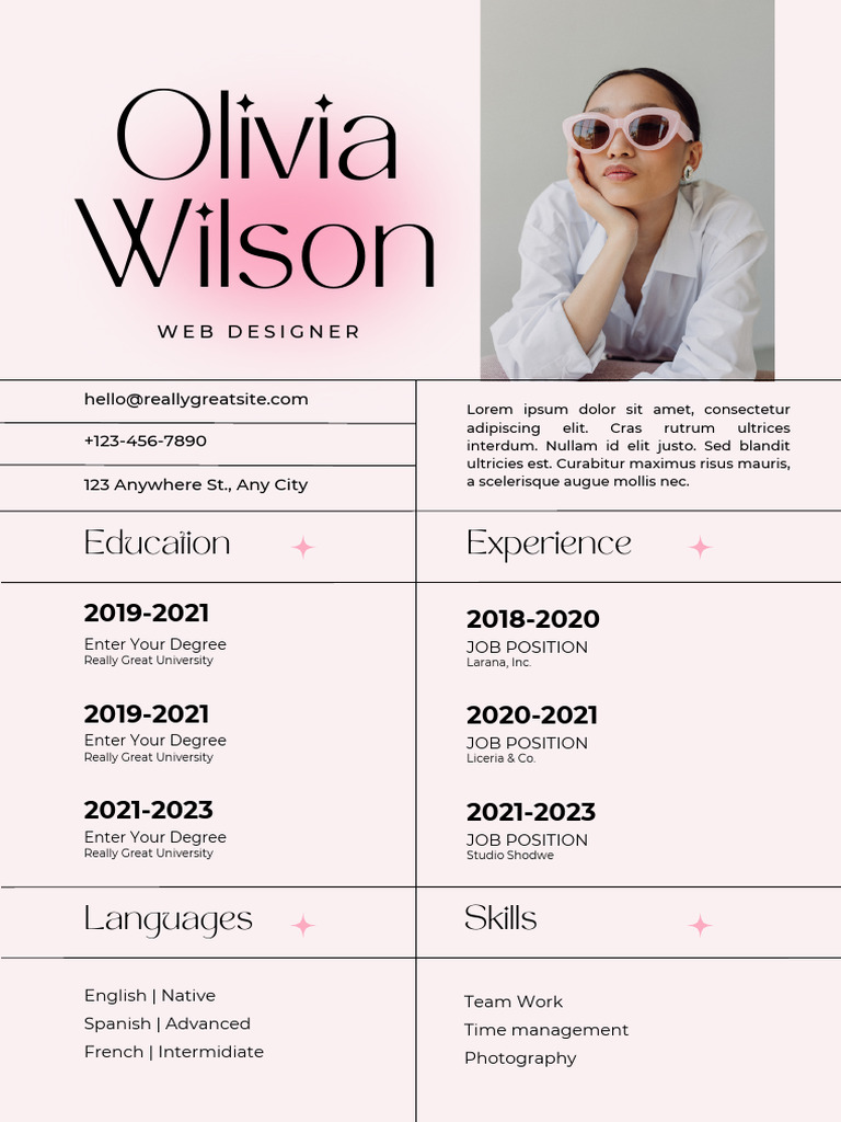 Pink Modern Professional Cv Resume.pdf | PDF