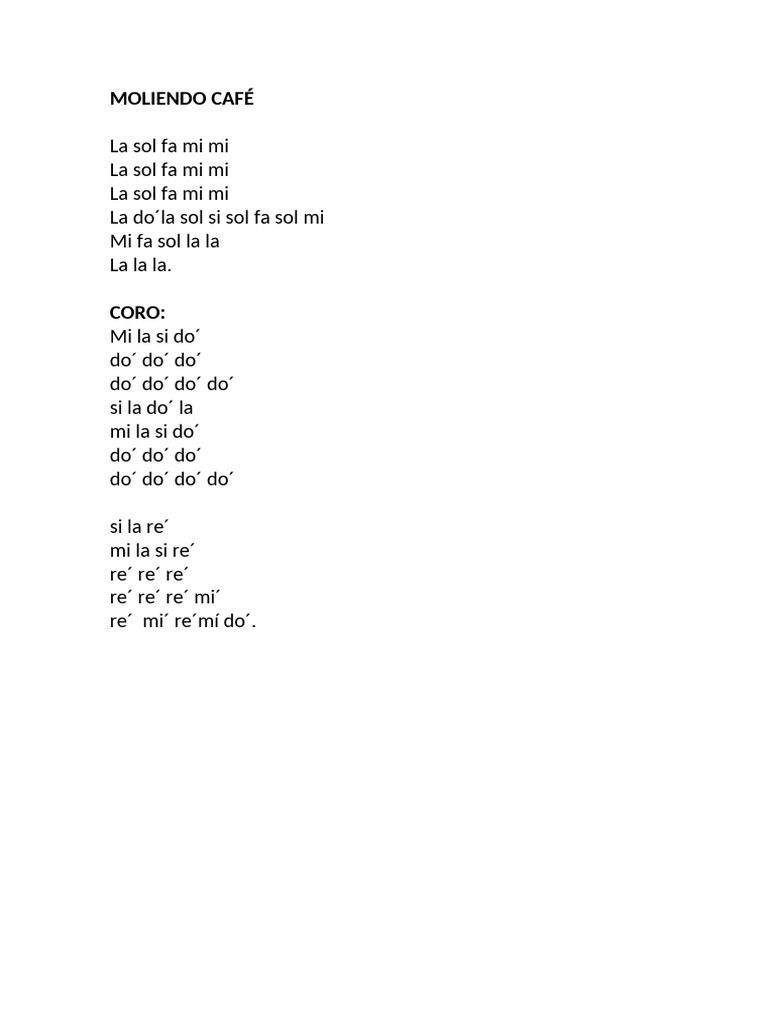 Notas de La Flauta Moliendo Cafe | PDF