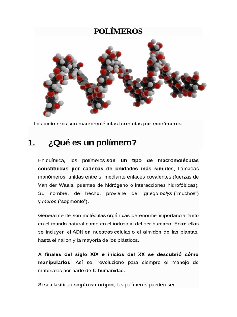 Introducción a los Polímeros y Tipos | PDF | Polímeros | Compuestos ...