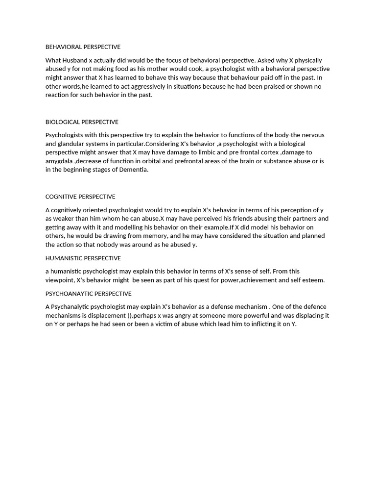 Behavioral Perspective | PDF | Prefrontal Cortex | Behavior