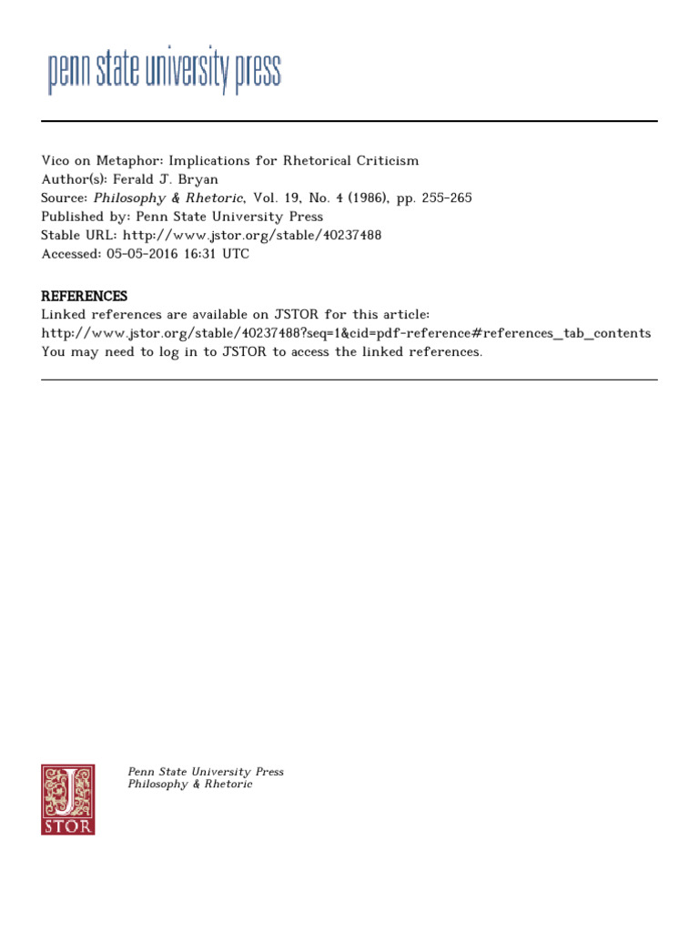 Metaphor and poetic logic in Vico | PDF | Rhetoric | Metaphor