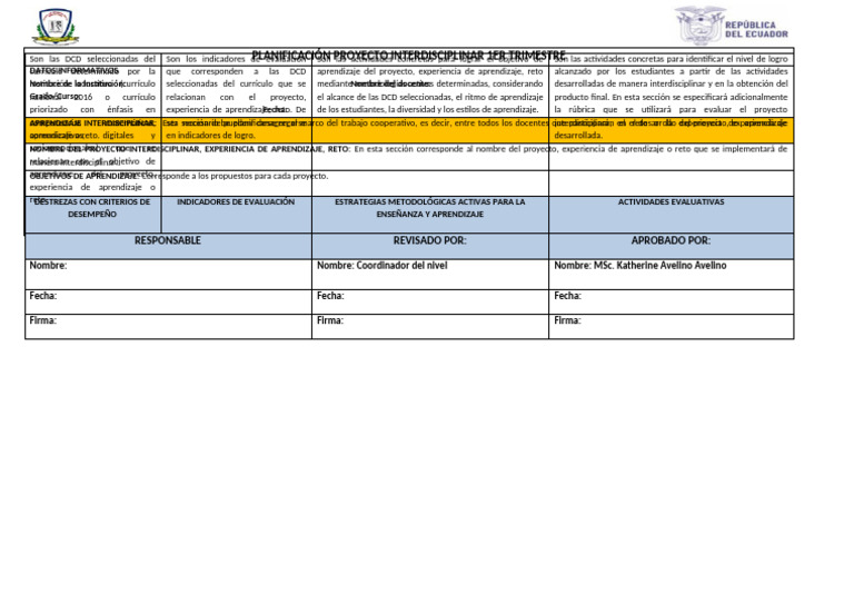 Formato Proyecto Interdisciplinar 2024 | PDF | Plan de estudios | Aprendizaje