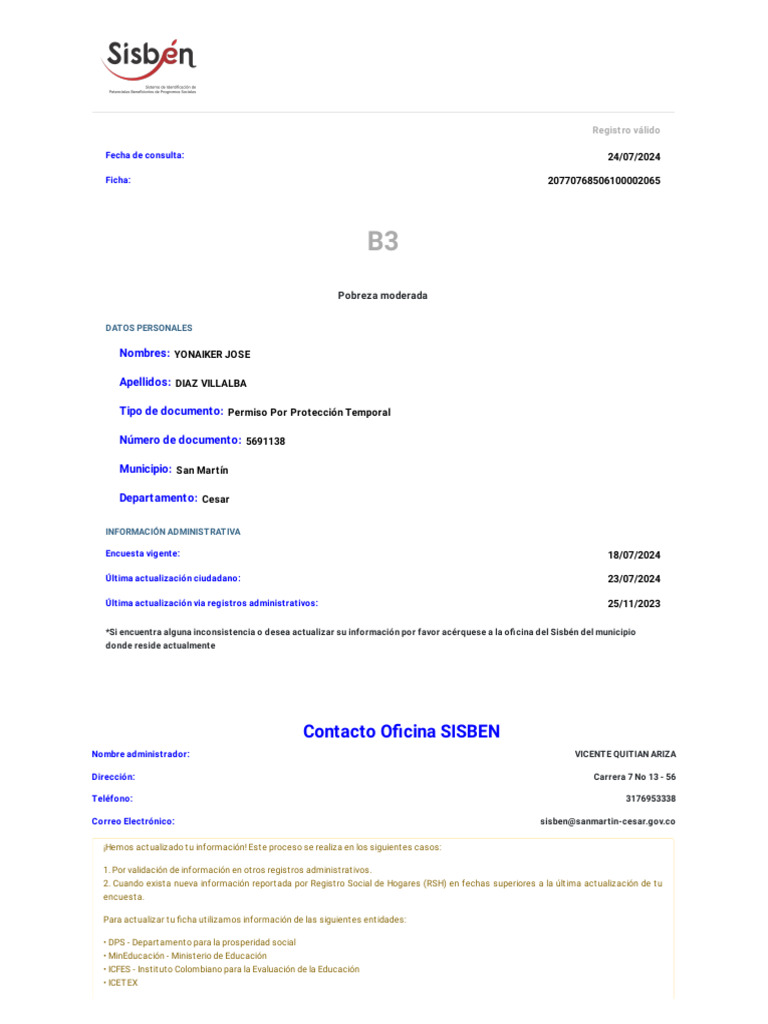 Bienvenido A La Página Del Sisbén IV | PDF